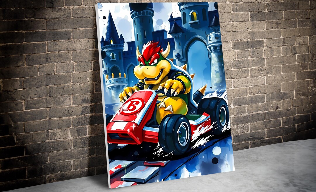 Mario Gift, Mario Art, Bowser Art, Bowser Canvas, Watercolor Mario ...