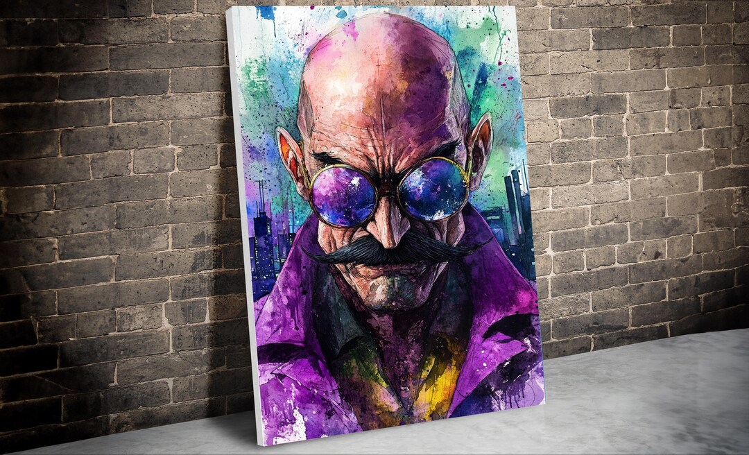 Dr. Eggman Watercolor Canvas, Sonic Gift, Dr. Eggman Art, Sonic Room ...