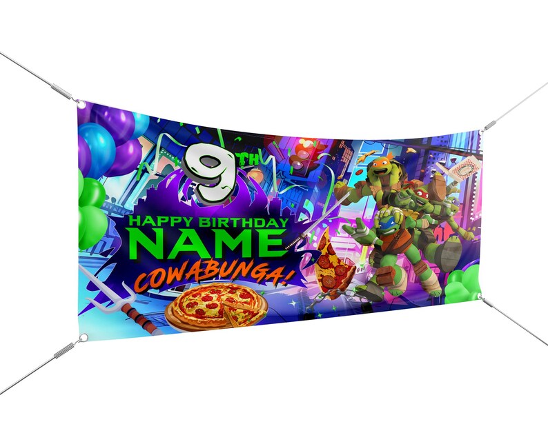 Ninja Turtles Birthday Banner TMNT - Etsy