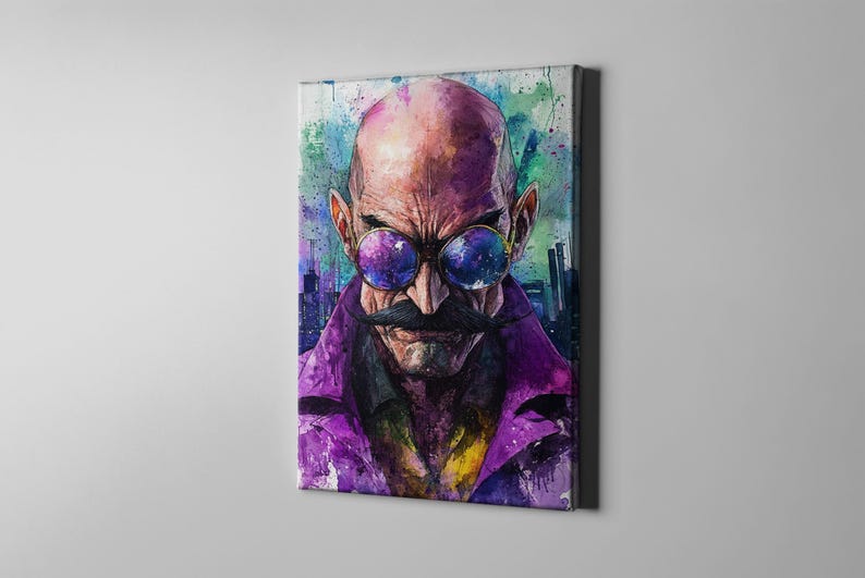Dr. Eggman Watercolor Canvas, Sonic Gift, Dr. Eggman Art, Sonic Room ...