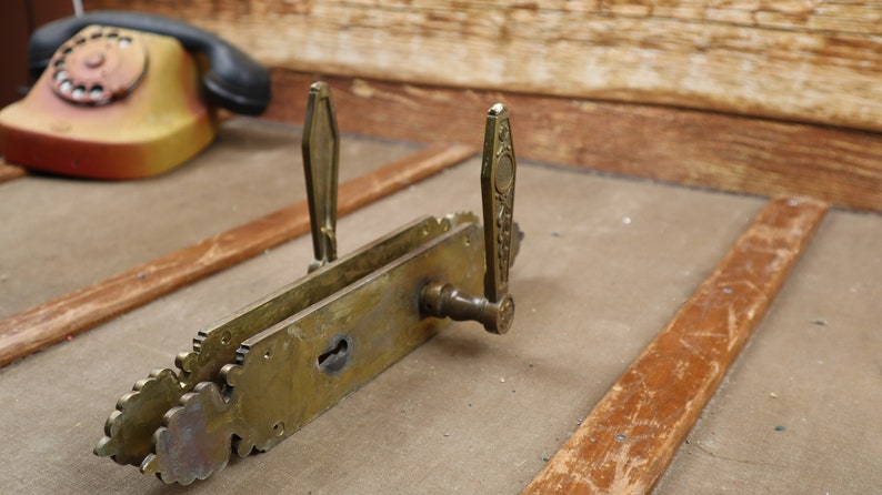 Pair of Masive and Heavy Brass Door Handles and Door Finger Plates and ...