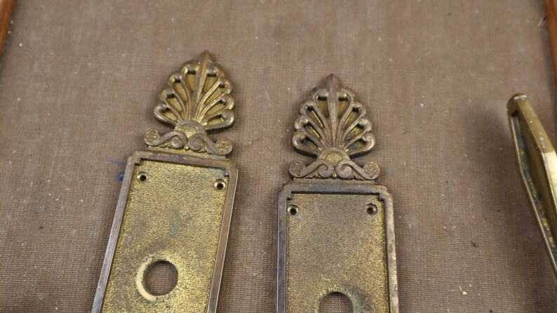 Pair of Masive and Heavy Brass Door Handles and Door Finger Plates and ...