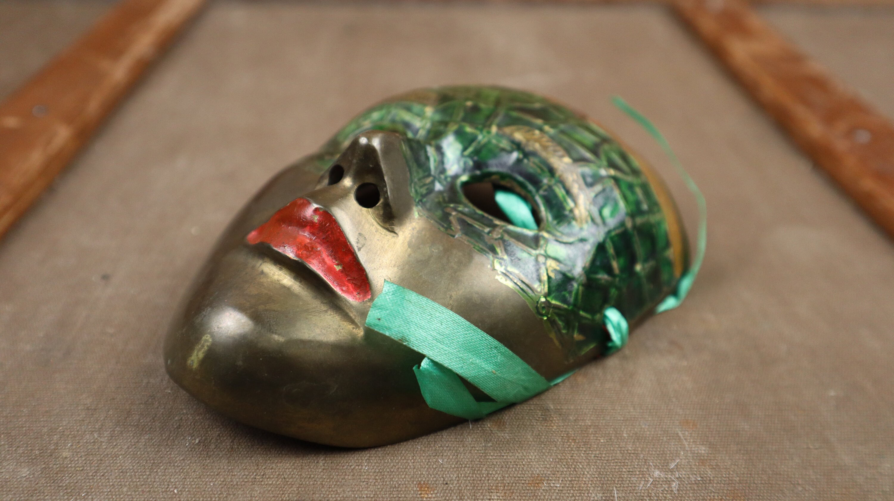 Metal Brass Mask, Vintage Solid Brass Mask, Engraved and Painted Mask ...