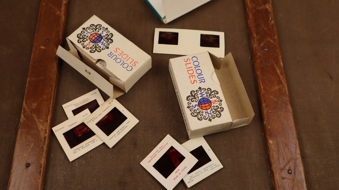 Vintage Slide Frame Set of Original Box, Diapositive Photo Slides ...