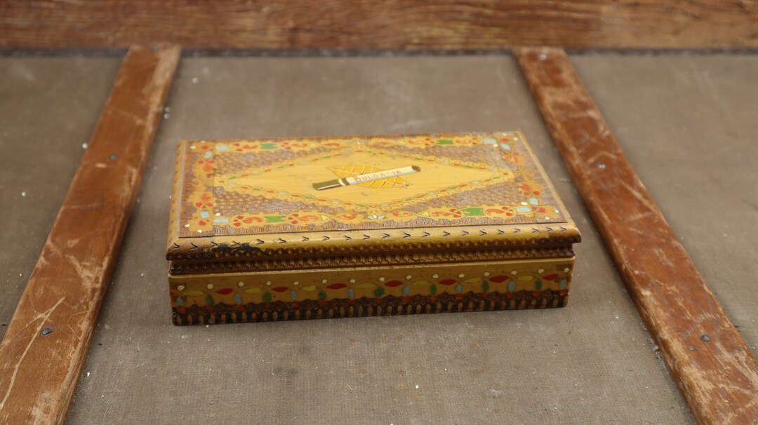 Painted Wooden Box for Cigarettes or Cigars - Etsy