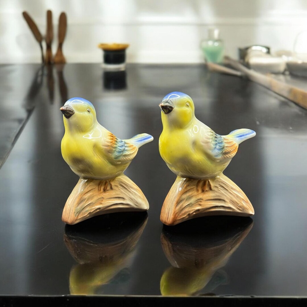 Keele Street Pottery Pair of Vintage Ceramic Blue Tit Birds Small ...