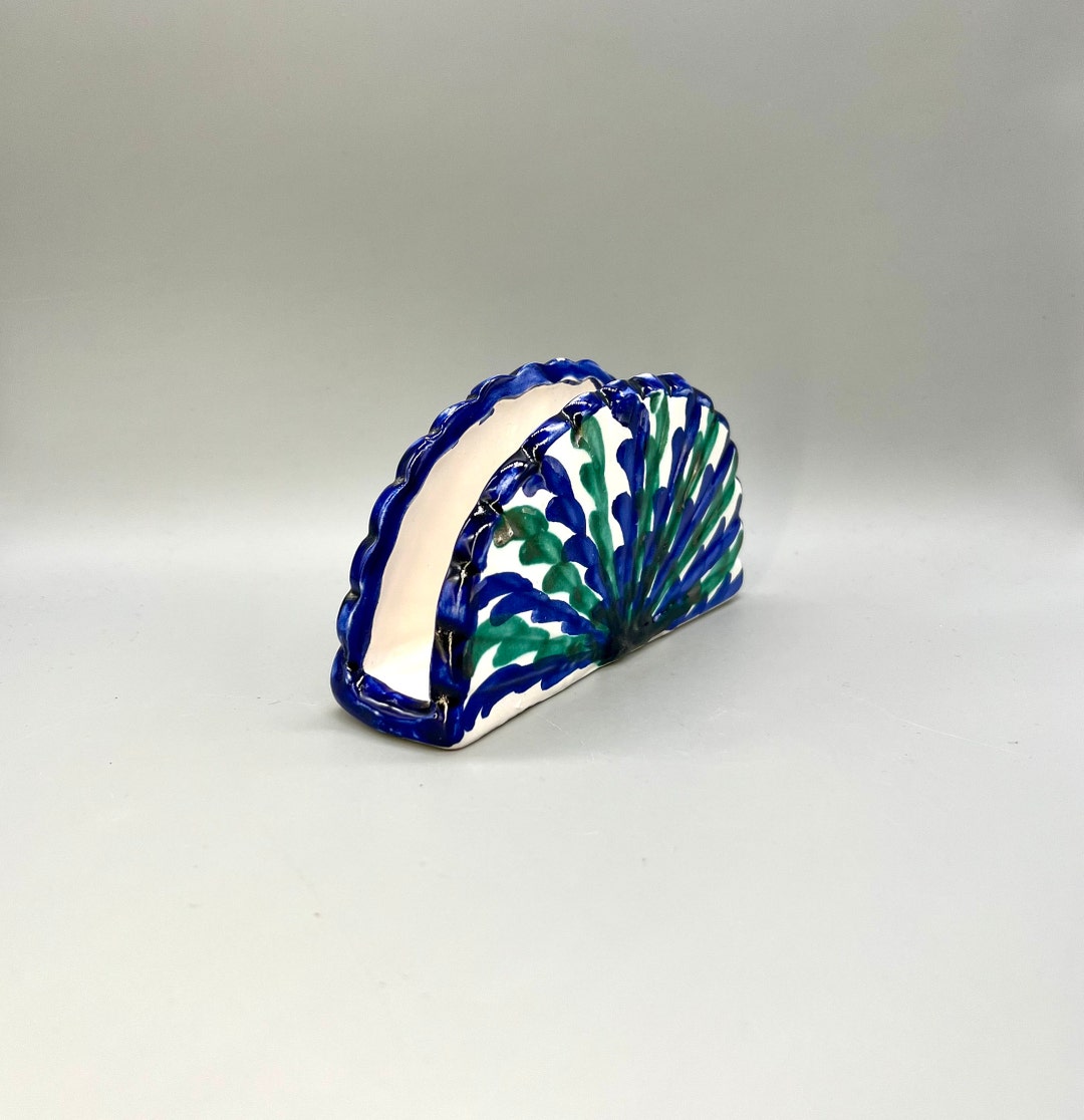 Hand Painted Colourful Vintage French Ceramic Serviette, Napkin Holder ...