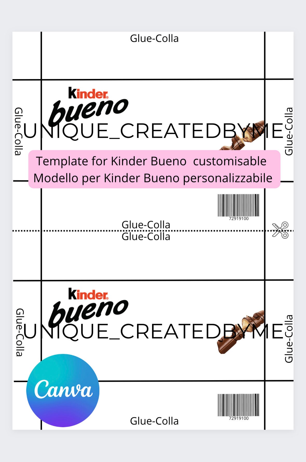 Modèle pour Kinder Bueno personnalisable Modèle pour Kinder Bueno personnalisable - Etsy France