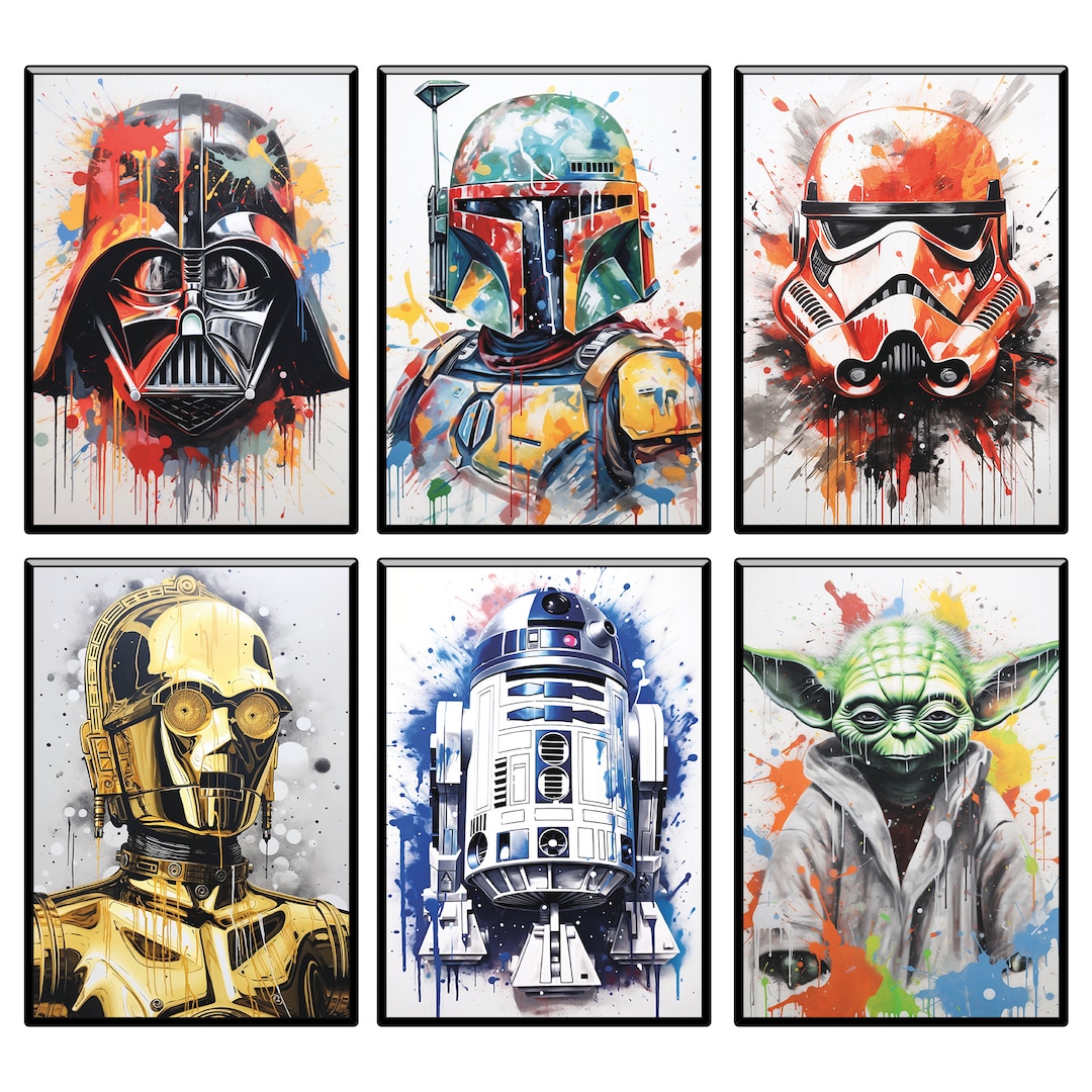 Star Wars Prints, Star Wars Wall Art Set of 6, Star Wars Prints, Stars ...