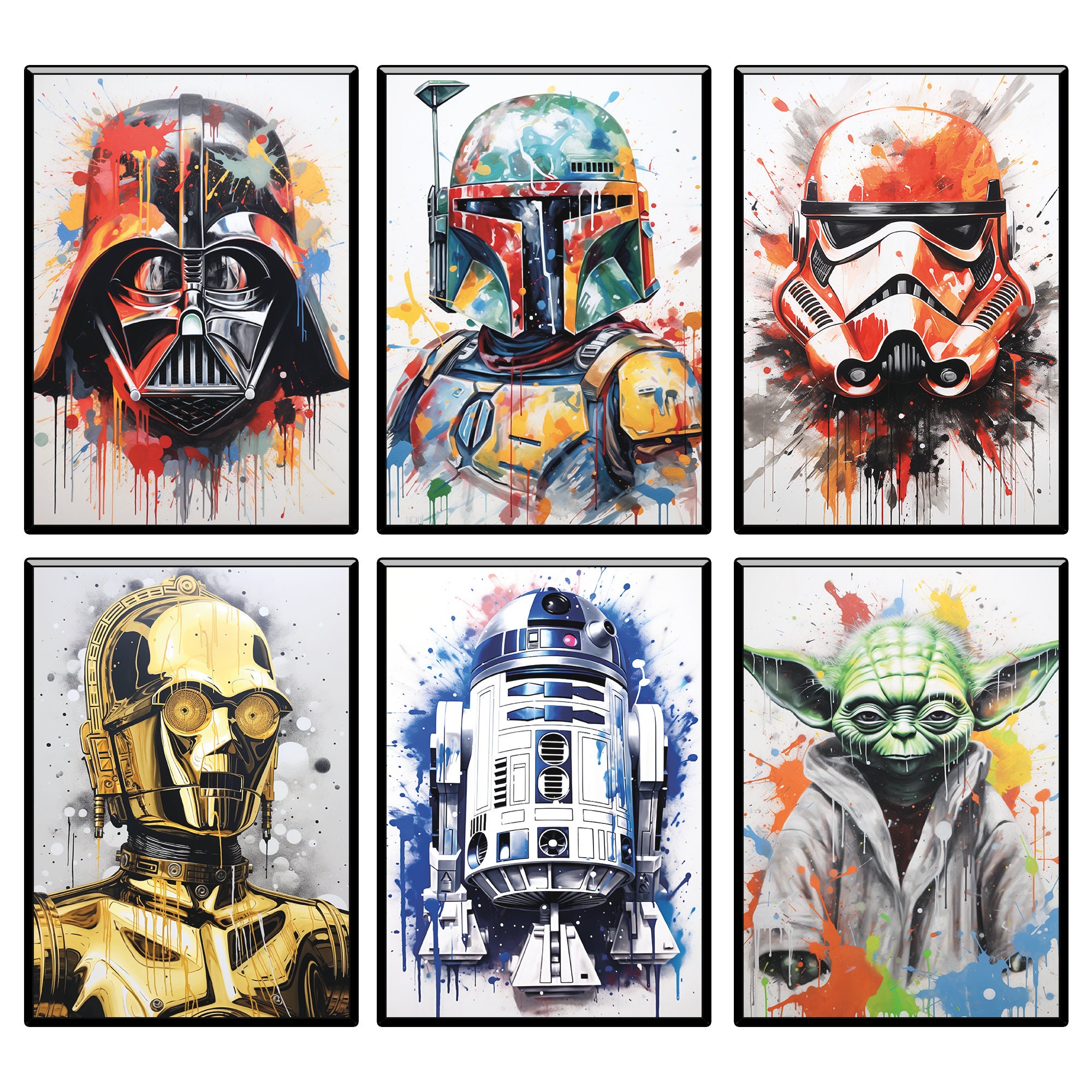 Star Wars Prints, Star Wars Wall Art Set of 6, Star Wars Prints, Stars ...