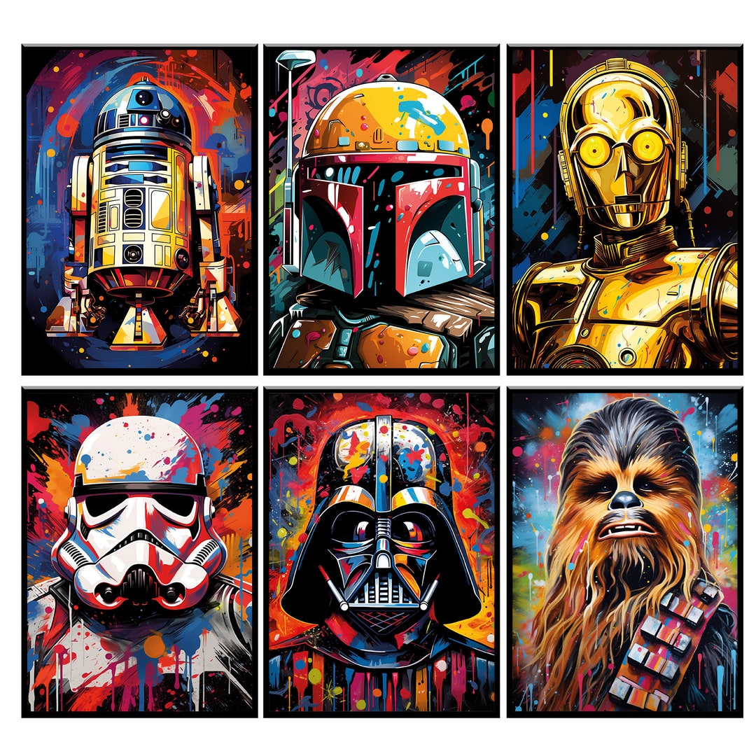 Star Wars Graffiti Art Set of 6, Star Wars Prints, Stars Wars Posters ...
