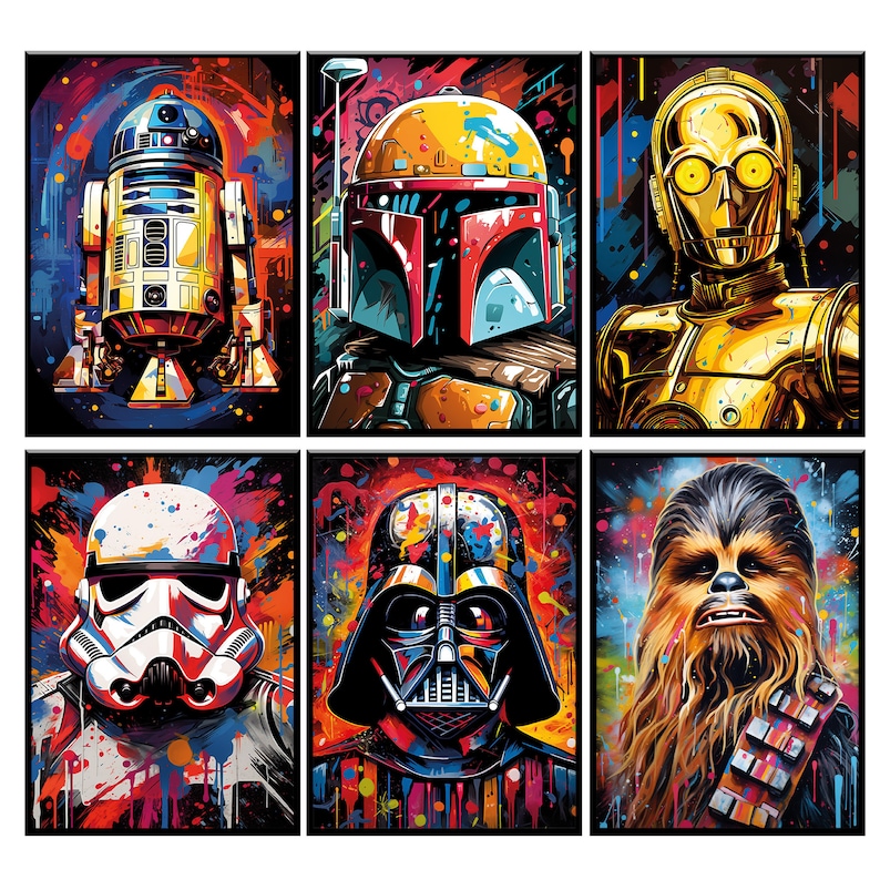 Star Wars Graffiti Art Set of 6, Star Wars Prints, Stars Wars Posters ...