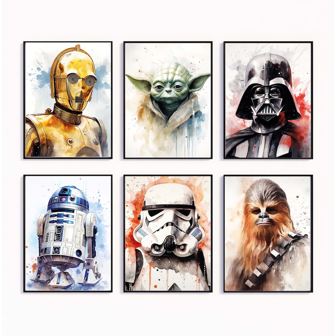 Star Wars Prints - Set of 6 A4 Star Wars Wall Art - Digital Download ...