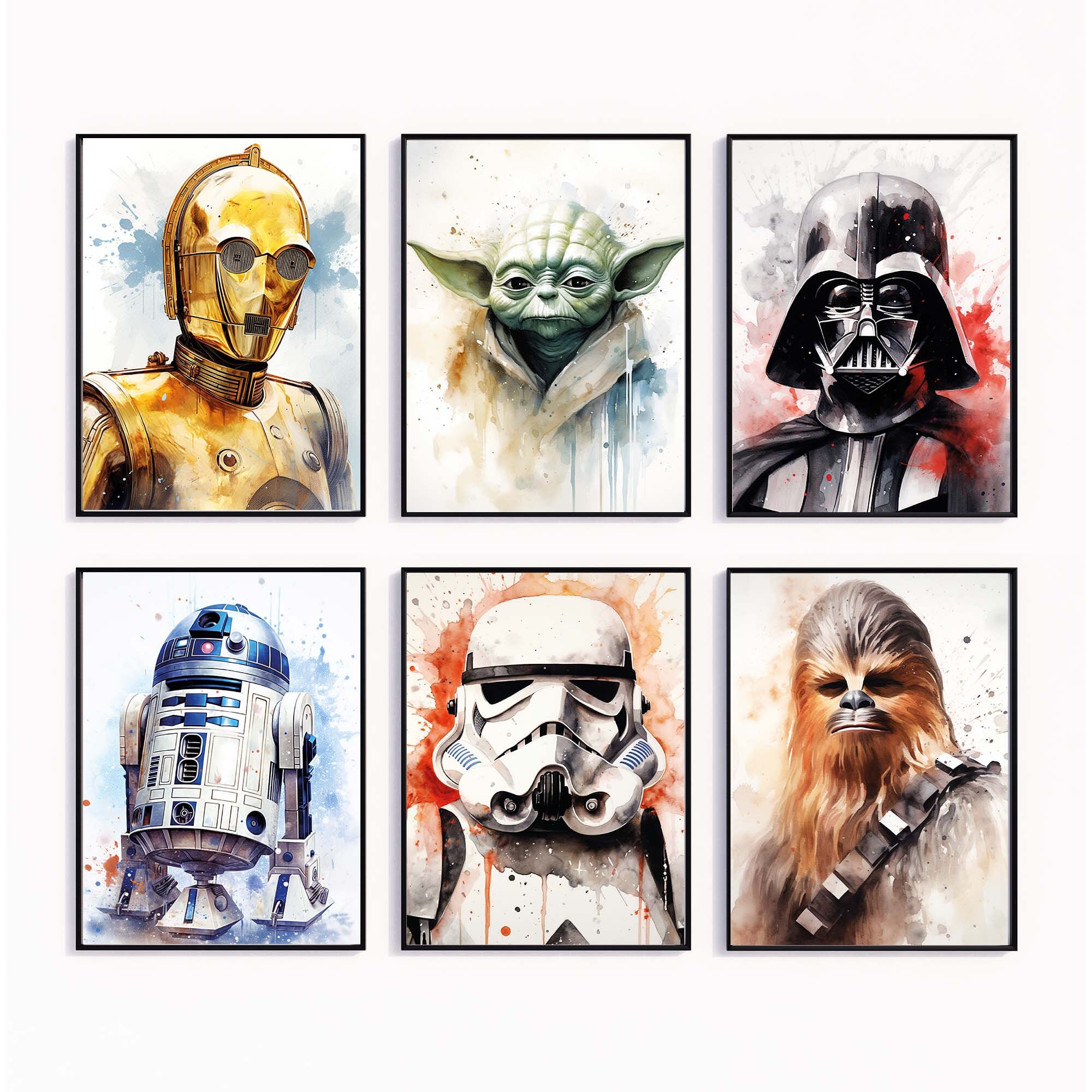 Star Wars Prints Set of 6 A4 Star Wars Wall Art Digital Download Star ...