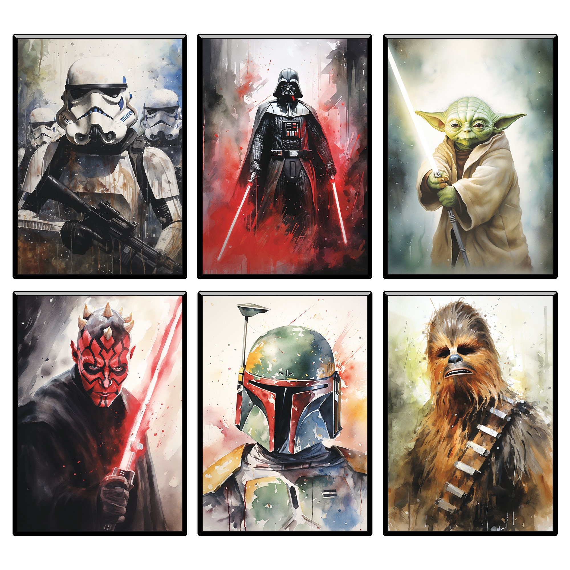 Star Wars Wall Art Set of 6, Star Wars Prints, Stars Wars Posters, A4 ...