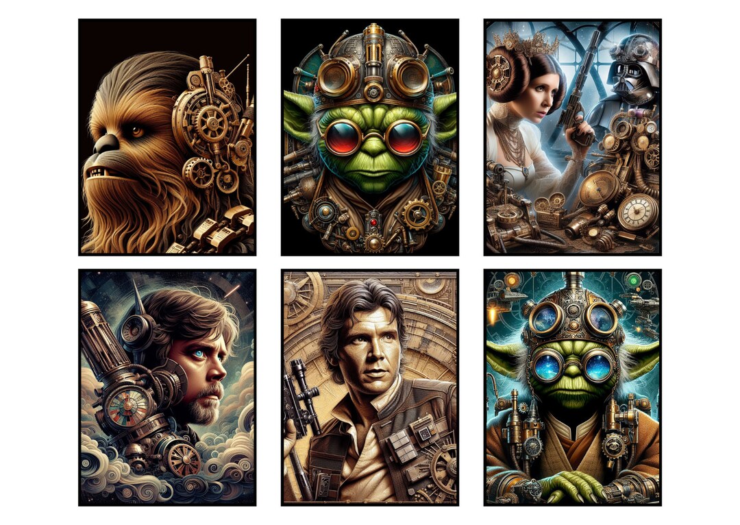Star Wars Steampunk Art Set of 6 Star Wars Prints, Stars Wars Posters ...