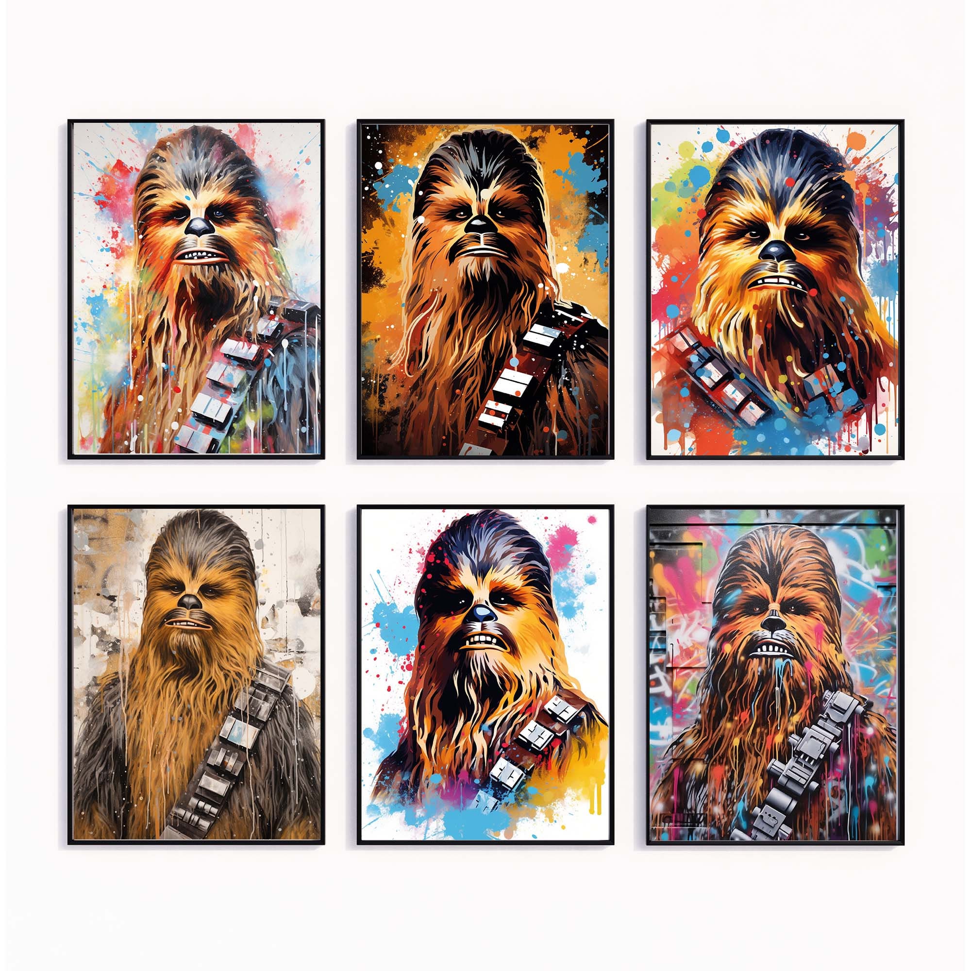 Star Wars Chewbacca Art Set of 6, Star Wars Prints, Stars Wars Posters ...