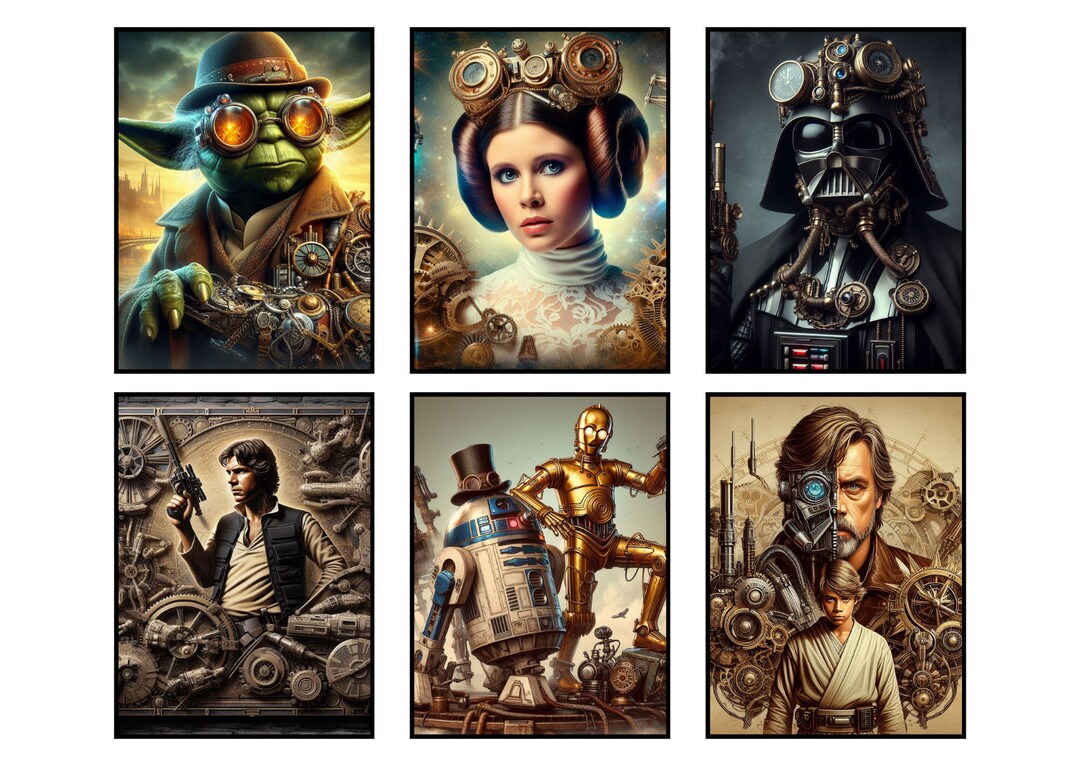 Star Wars Steampunk Art Set of 6 Star Wars Prints, Stars Wars Posters ...