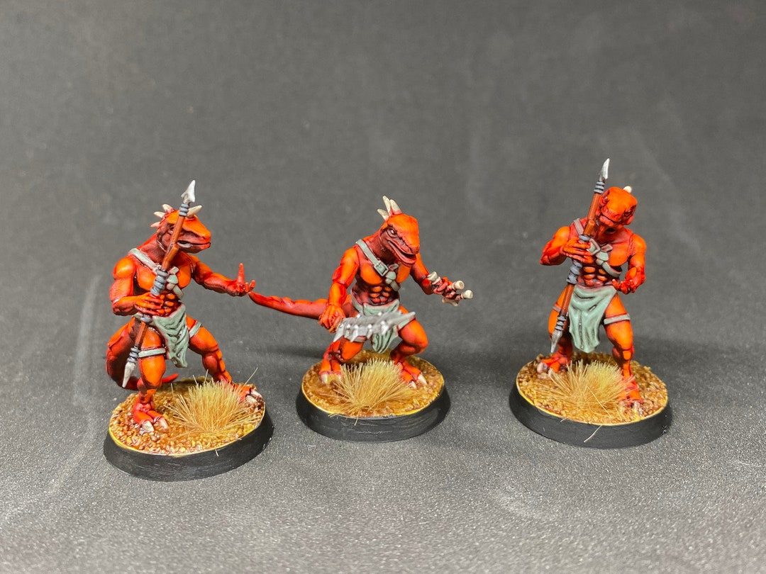 Lizardmen - Set of 3 - TTRPG Dnd Pathfinder Miniatures Painted - Etsy