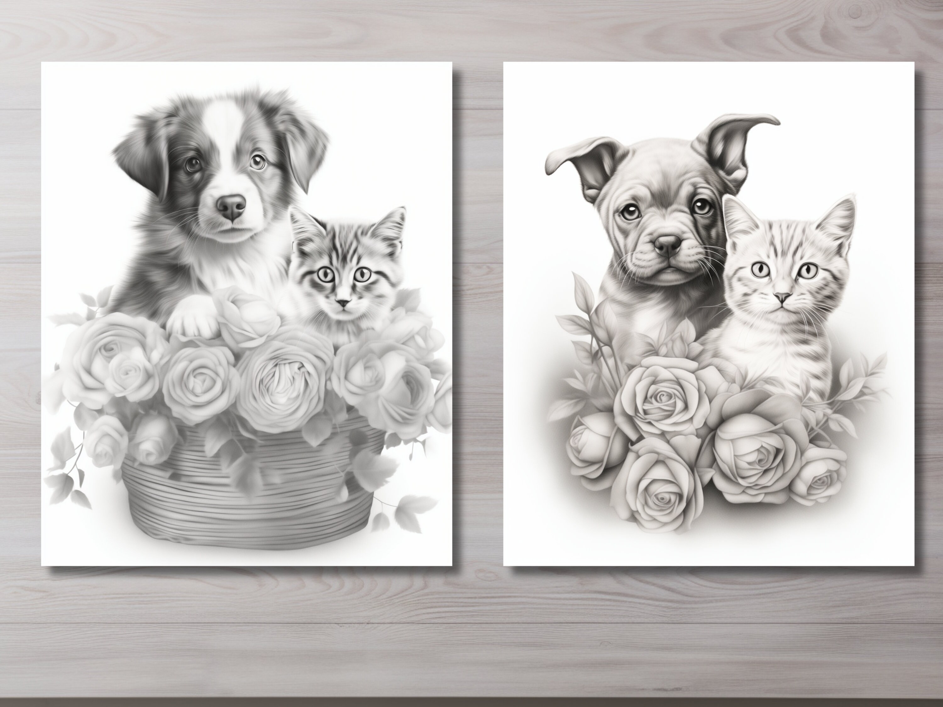Puppy and Kitten Coloring Pages | 30 Coloring Pages for Adults and Kids ...