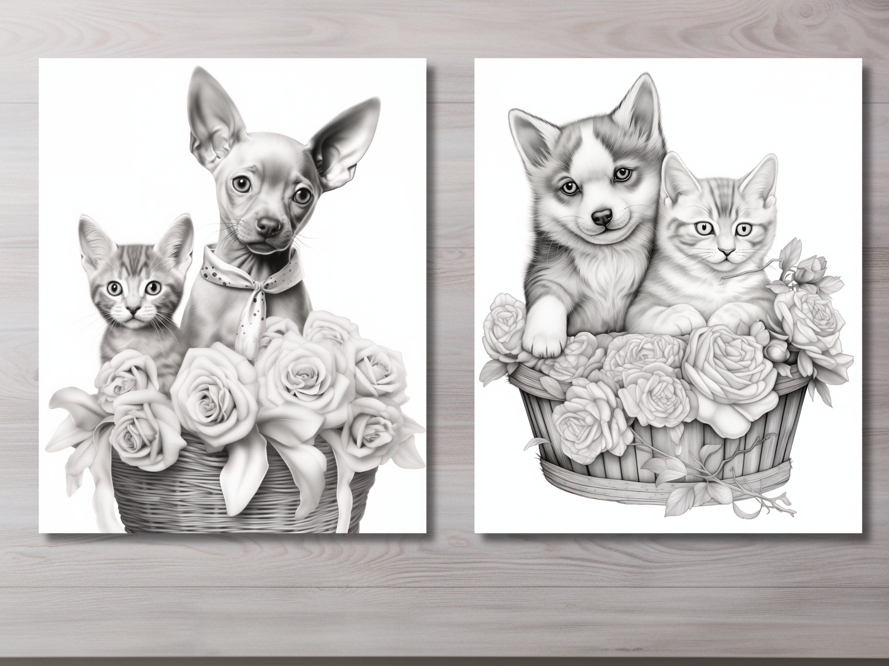 Puppy and Kitten Coloring Pages | 30 Coloring Pages for Adults and Kids ...