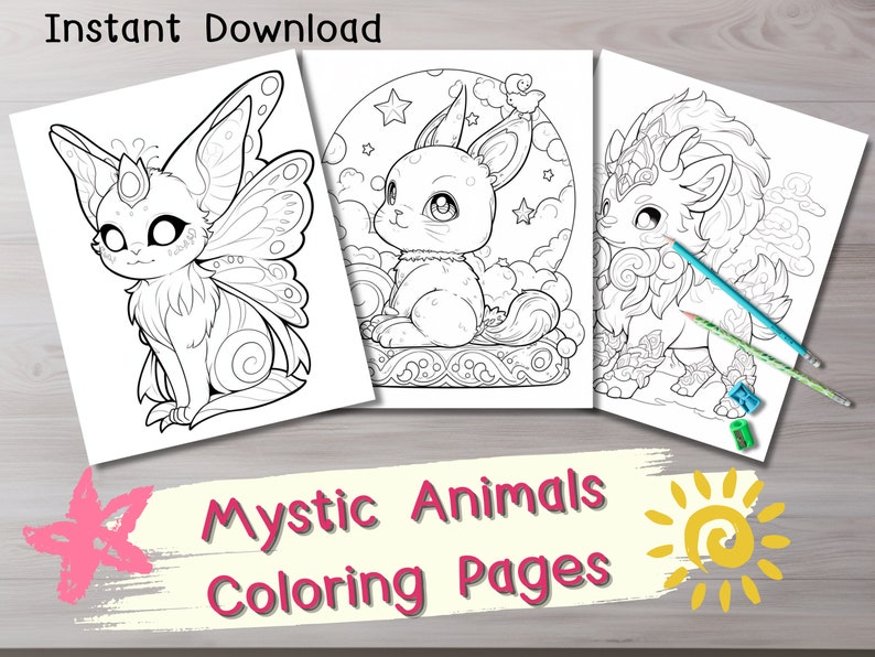 Mystic Animals Coloring Pages for Kids | 8 Coloring Pages for Kids ...
