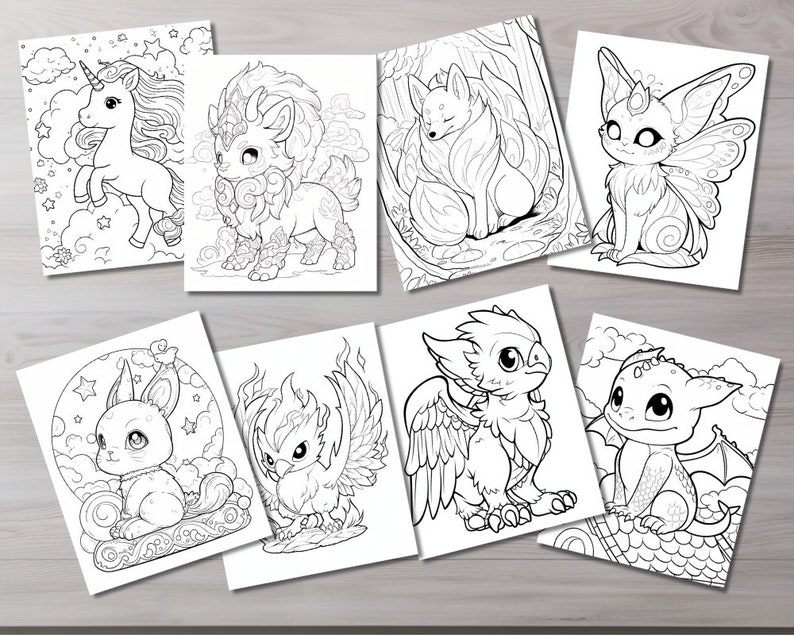 Mystic Animals Coloring Pages for Kids | 8 Coloring Pages for Kids ...