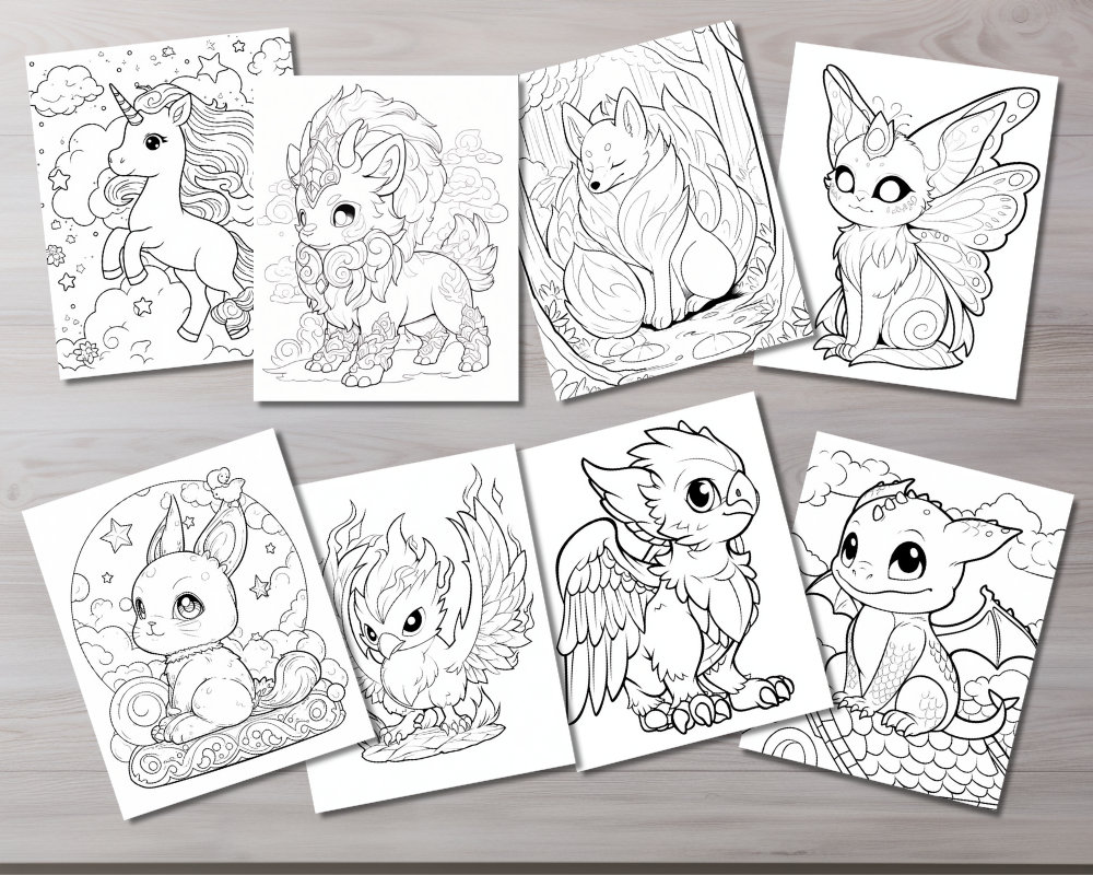 Mystic Animals Coloring Pages for Kids | 8 Coloring Pages for Kids ...