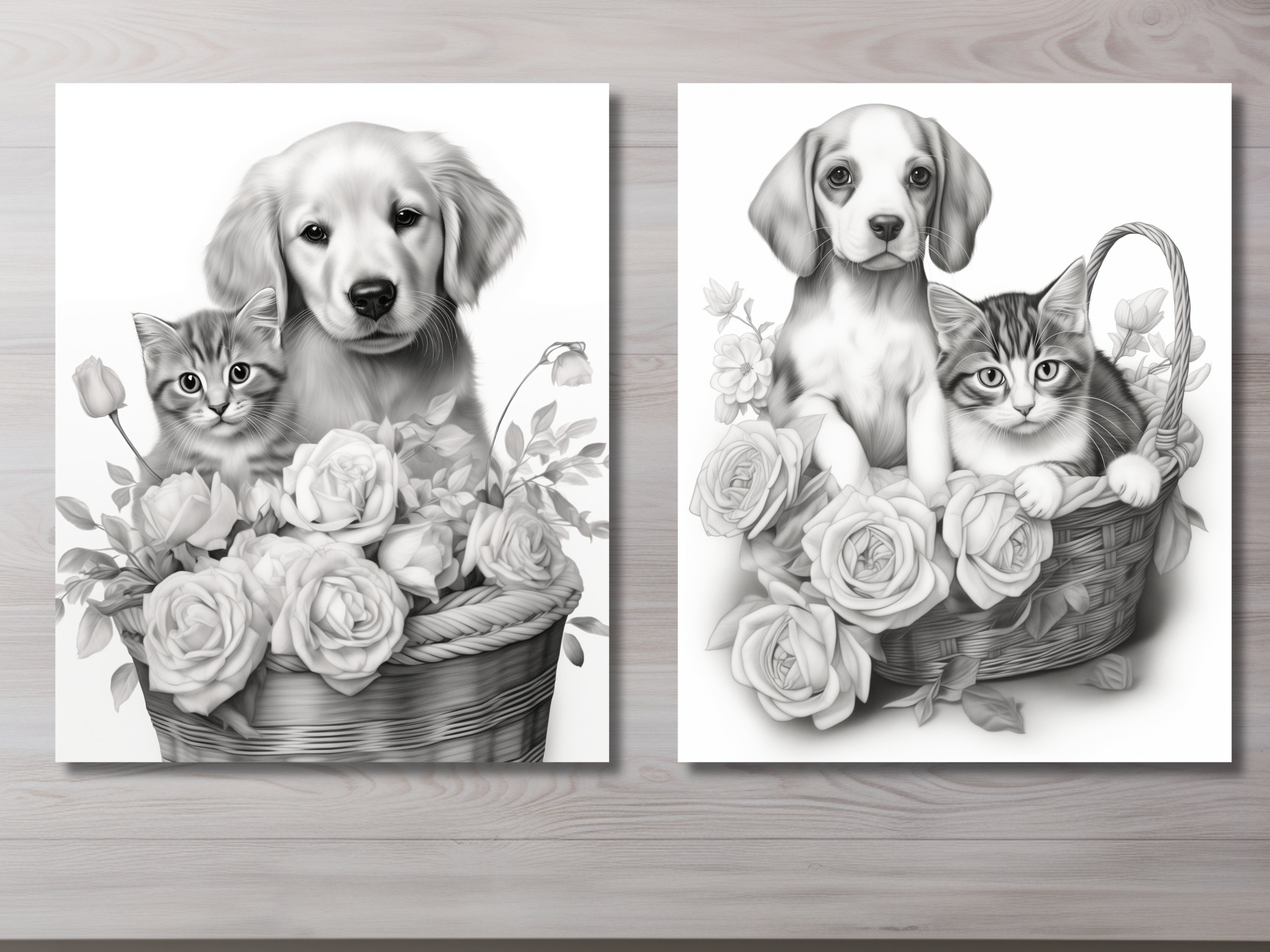 Puppy and Kitten Coloring Pages | 30 Coloring Pages for Adults and Kids ...