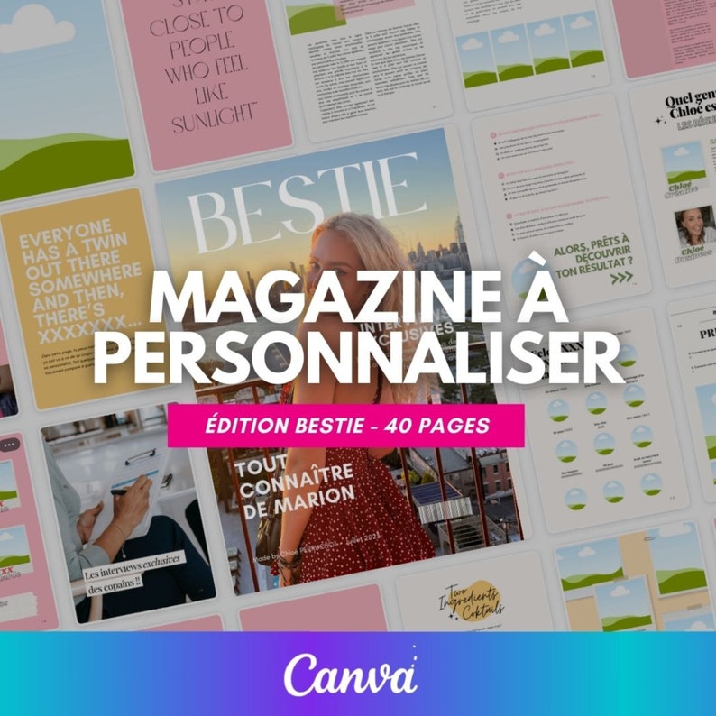 Modèle de magazine à personnaliser bestie edition 40 pages - Etsy France