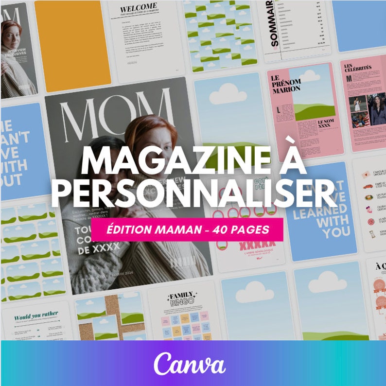 Magazine Template to Personalize Mom/maman Edition 40 Pages - Etsy