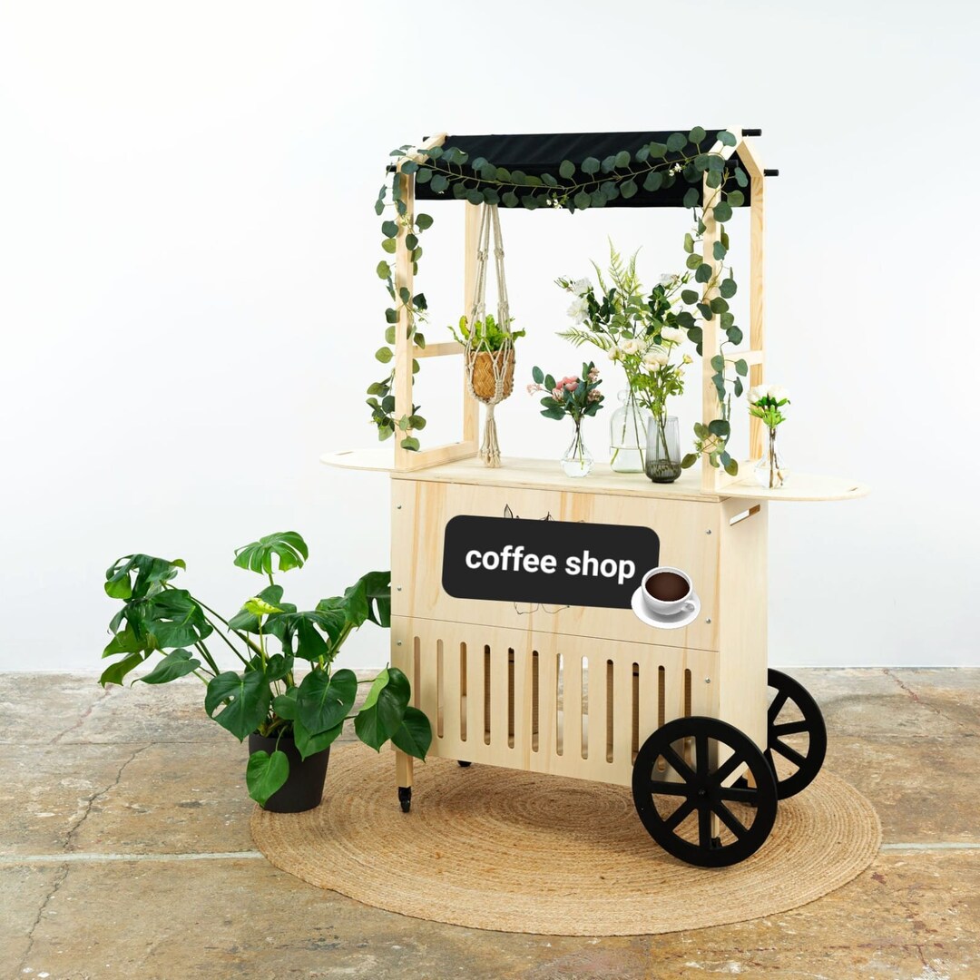 Coffee Shop Stand, Coffee Cart Stand With Wheels, Exhibition Stand ...