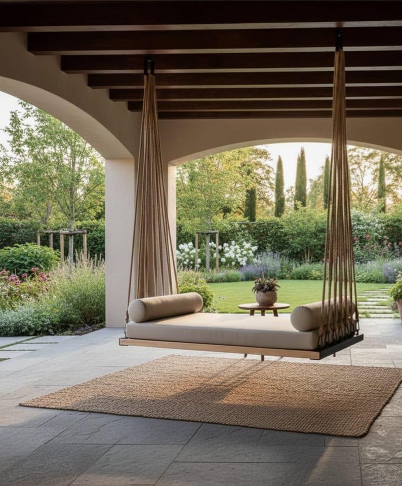 Swing Backless Lounger, Modern Industrial Patio Furniture, Porch Swing ...
