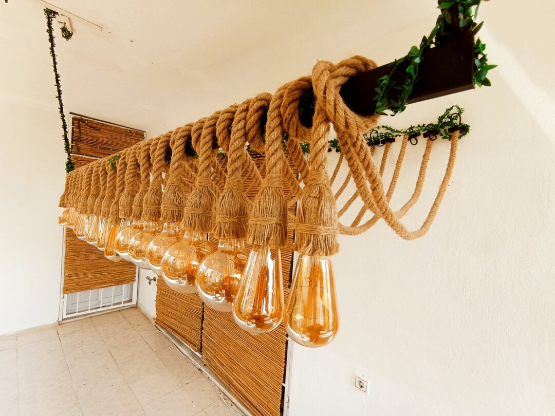 20 Arm Rope Knot Lighting Fixture, Rope Pendant Light, Rope Chsndelier ...