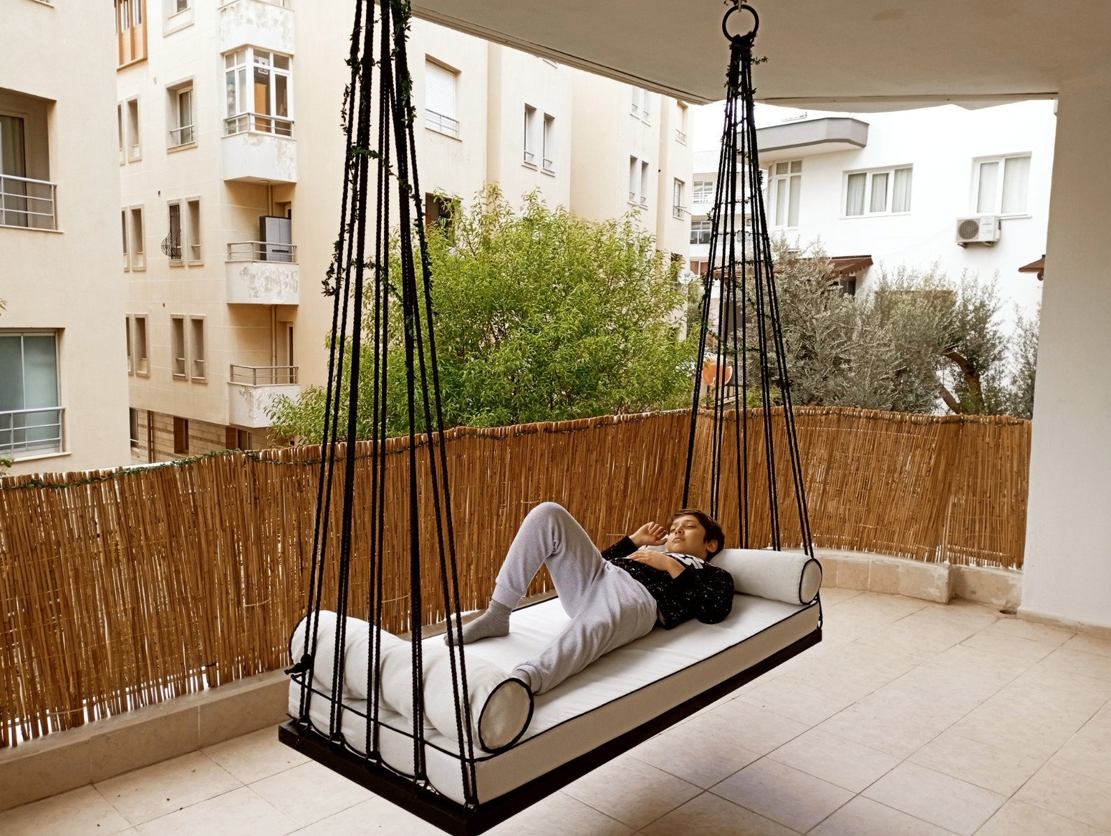 Porch Swing Sofa, Patio Garden Swing Bed, Metal Rope Swing - Etsy