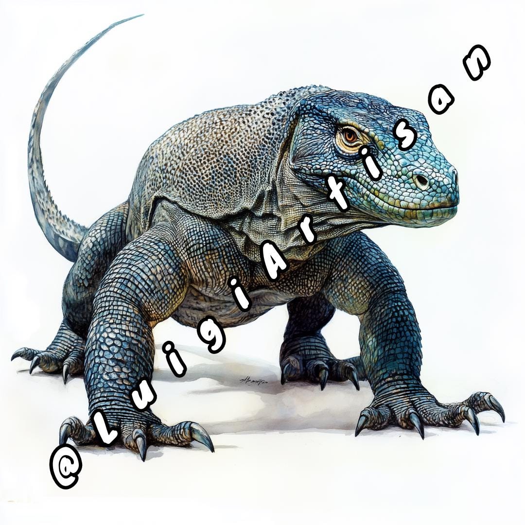 Komodo Dragon | 5 High Quality Pngs | Digital Download | Clip Art ...