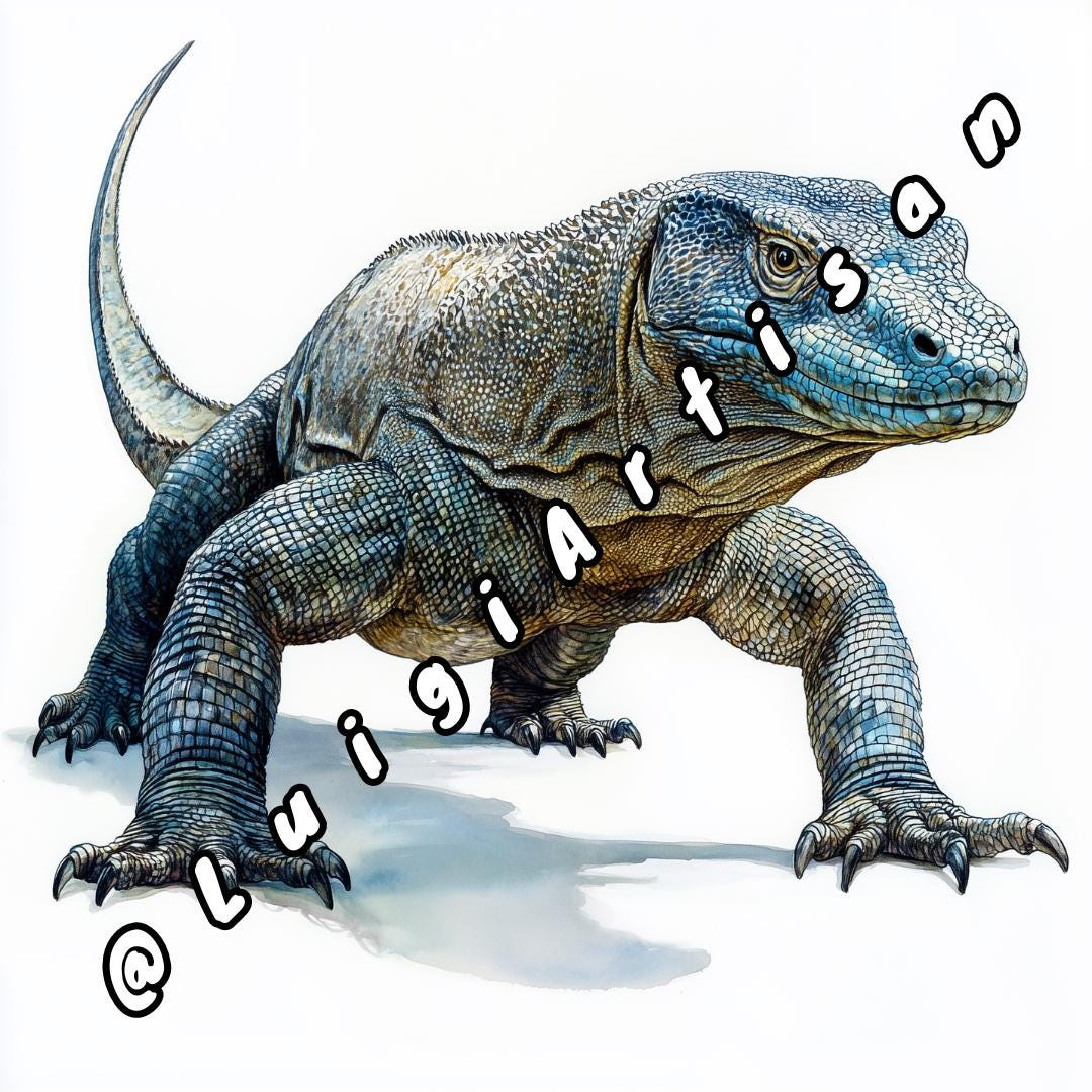 Komodo Dragon 5 High Quality Pngs Digital Download Clip Art Card Making ...