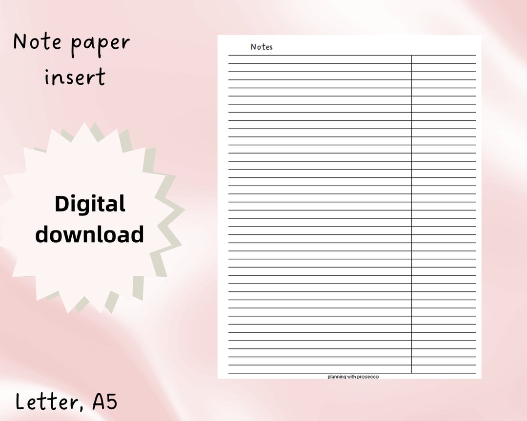Lined Note Paper for Planning or Journaling | A5 or Letter | Printable ...