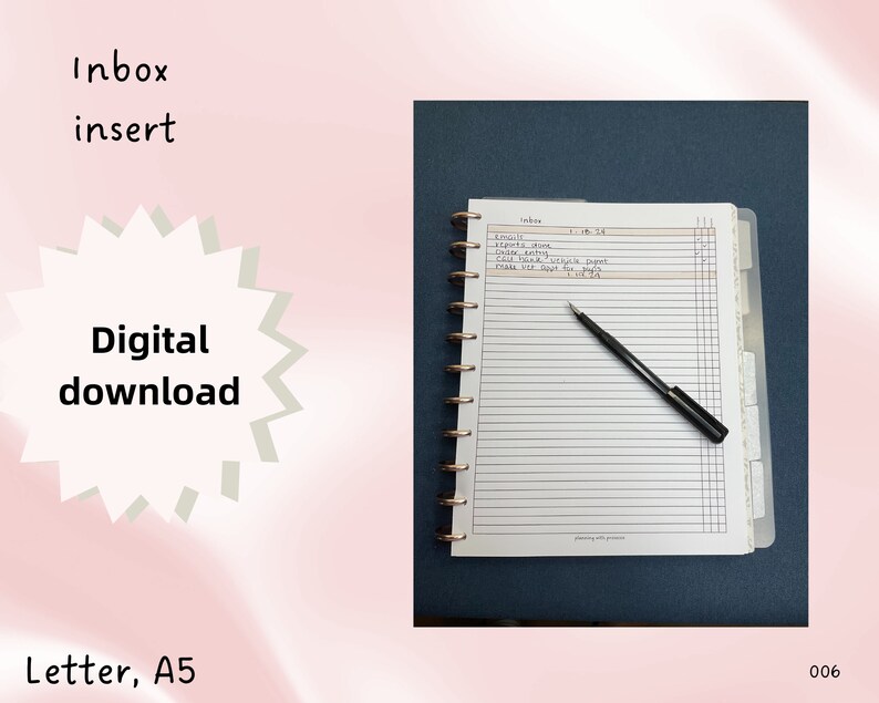 Inbox Planner Insert | Lined Printable to Do List for a Catch All Task ...