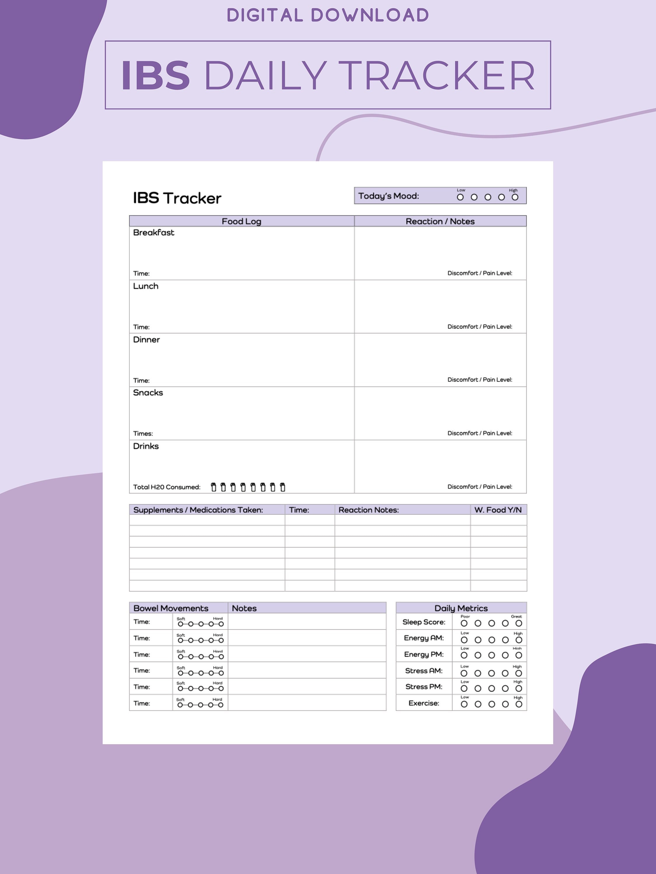 IBS Tracker, IBS Daily Log, Symptom Tracker, Irritable Bowel Syndrome ...