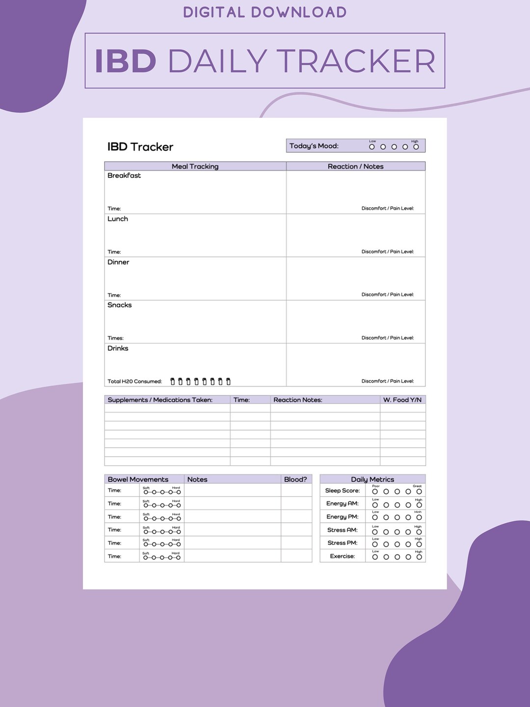 IBD Symptom Tracker, IBS Journal, IBD Journal, Food Sensitivity Log, Bowel Movement Log ...