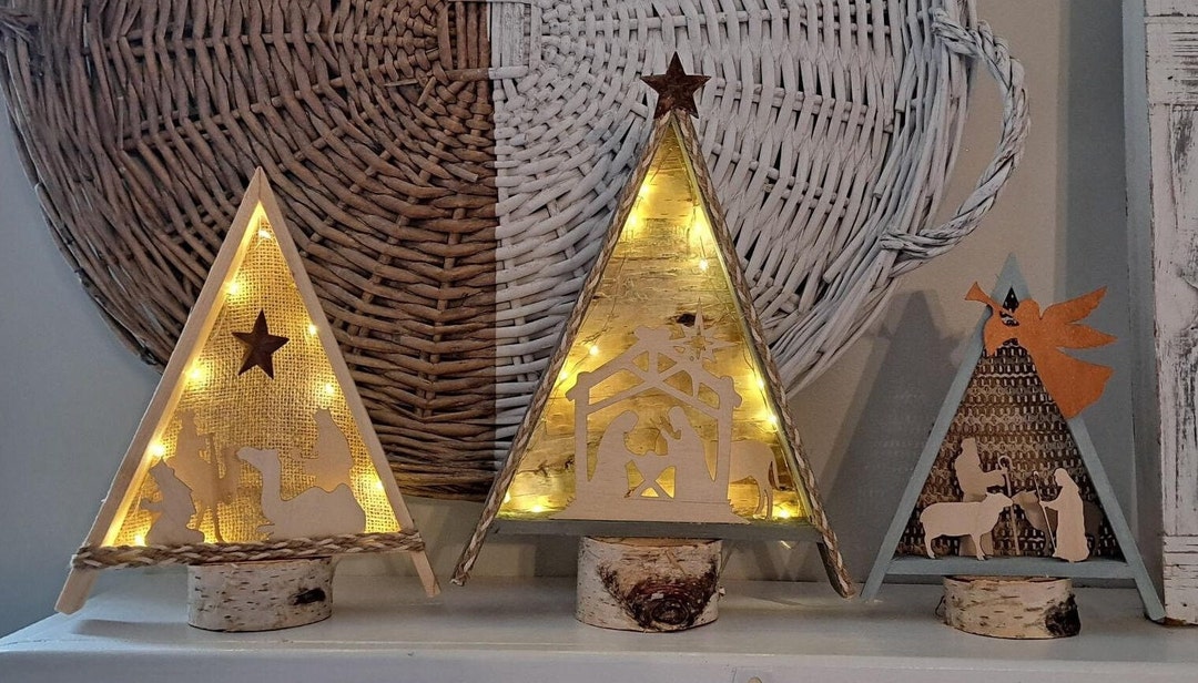 Wood Nativity Trio - Etsy