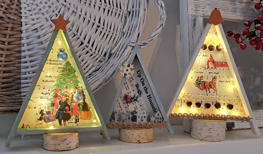 Christmas Carol Tree Trio - Etsy