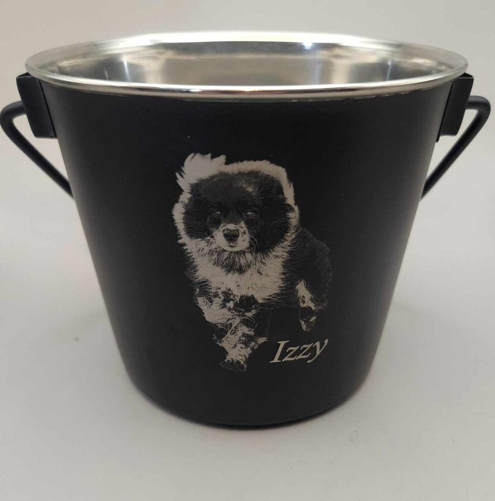 Personalized Dog Crate Photo Bucket 1 Quart Stainless Water Pail Custom ...