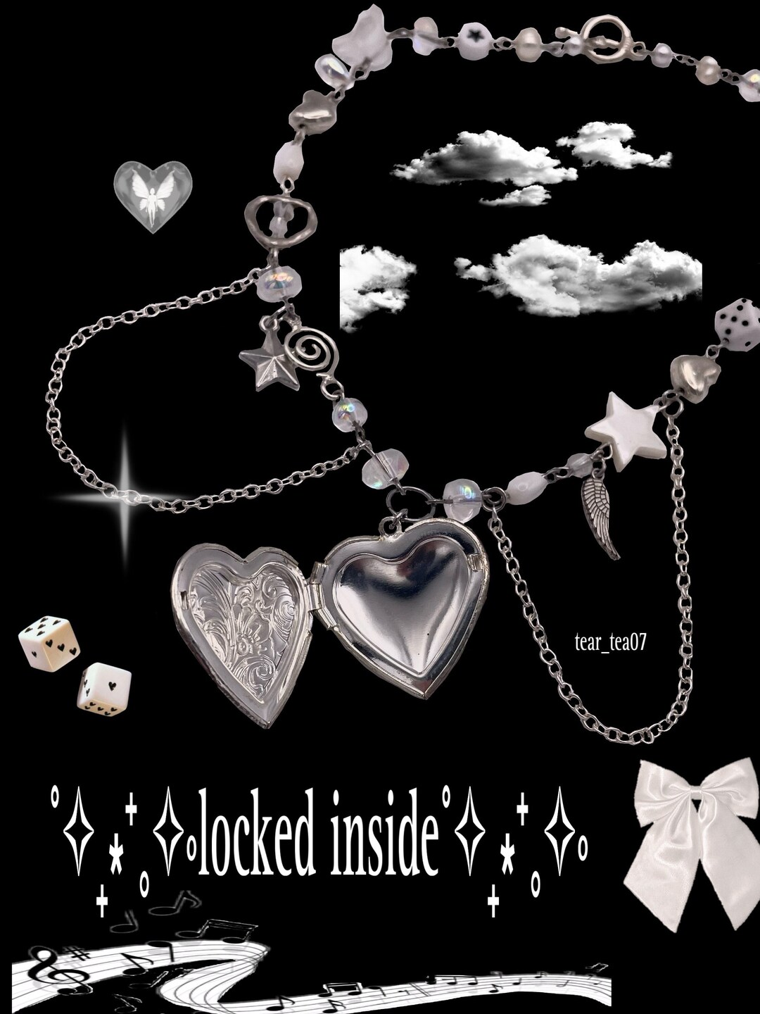 Locked Inside Necklace- Heart Shaped Locket Jewelry With Dangling Chain ...