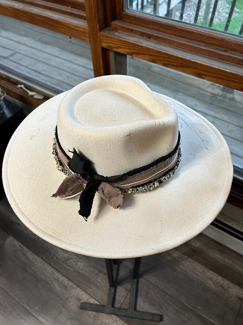 CUSTOM HAND BURNED Wide Brim Hat Branded Hat Flowers and Leaves Burned Hat Western Hat Wide Brim ...