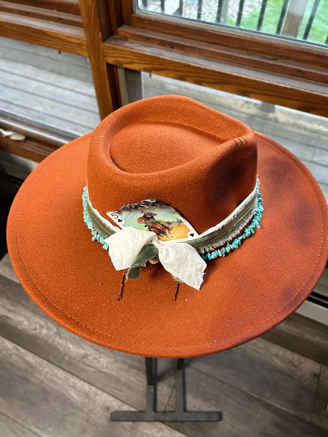 CUSTOM HAND BURNED Wide Brim Hat Branded Hat Burned Hat Western Hat ...