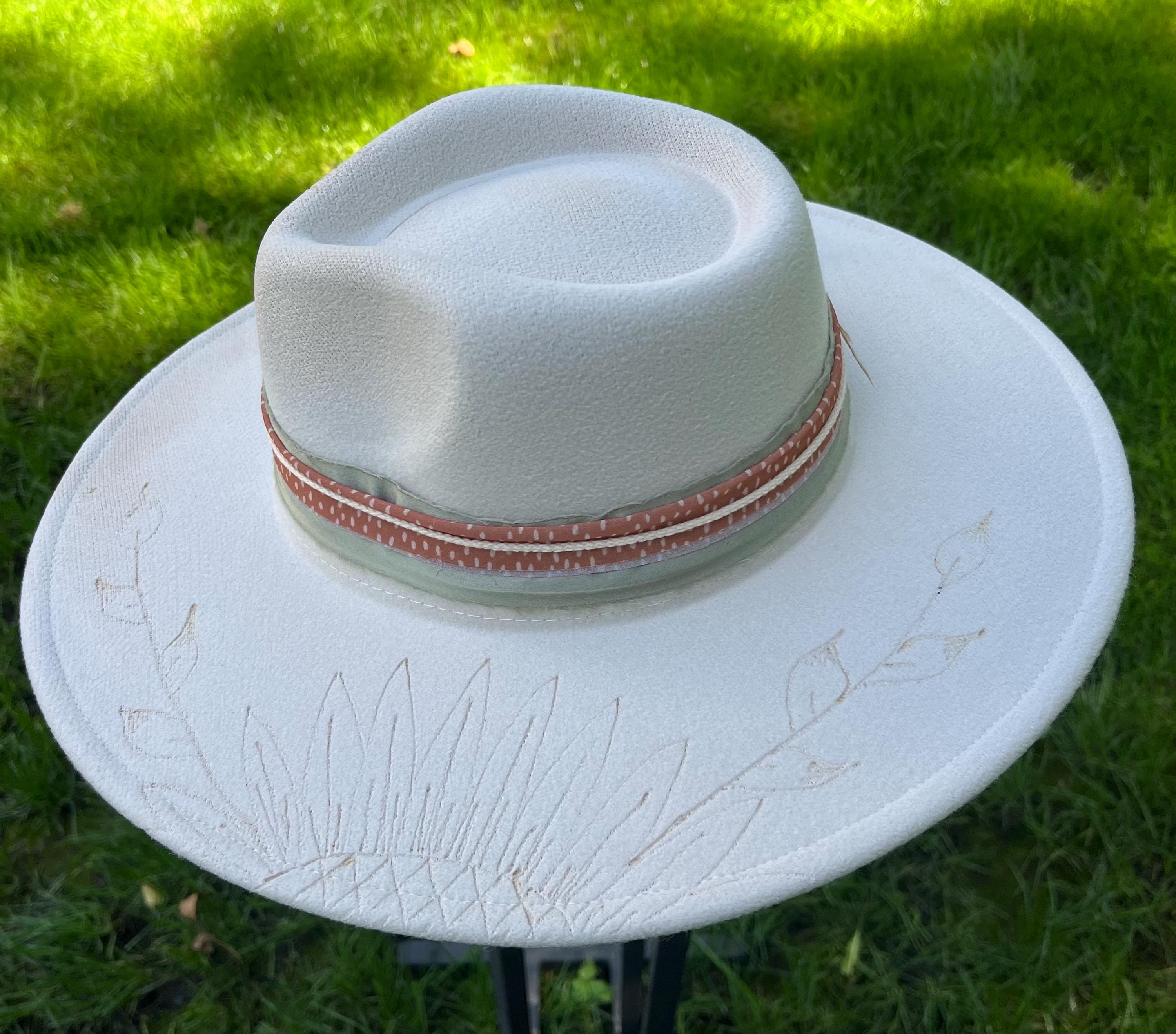 Rustic Burned Hat, Artisanal Design, Wooden Burned Cap, Handcrafted Hat ...