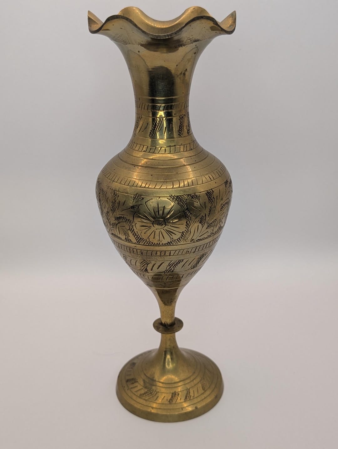 Vintage Brass Vase 10" Made in India - Etsy