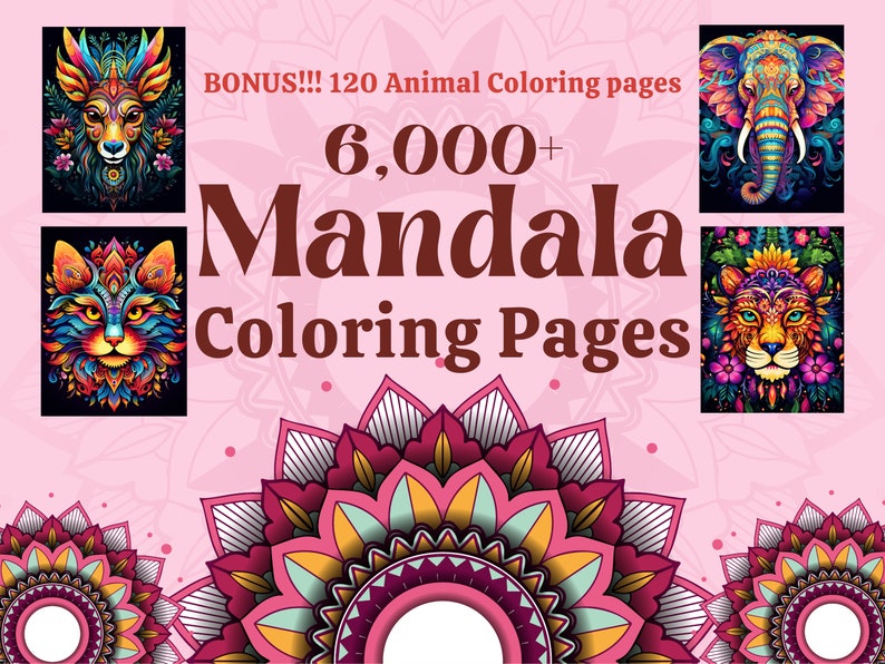 6000+ Mandala Coloring Book, Bundle of Relaxation and Serenity, With ...